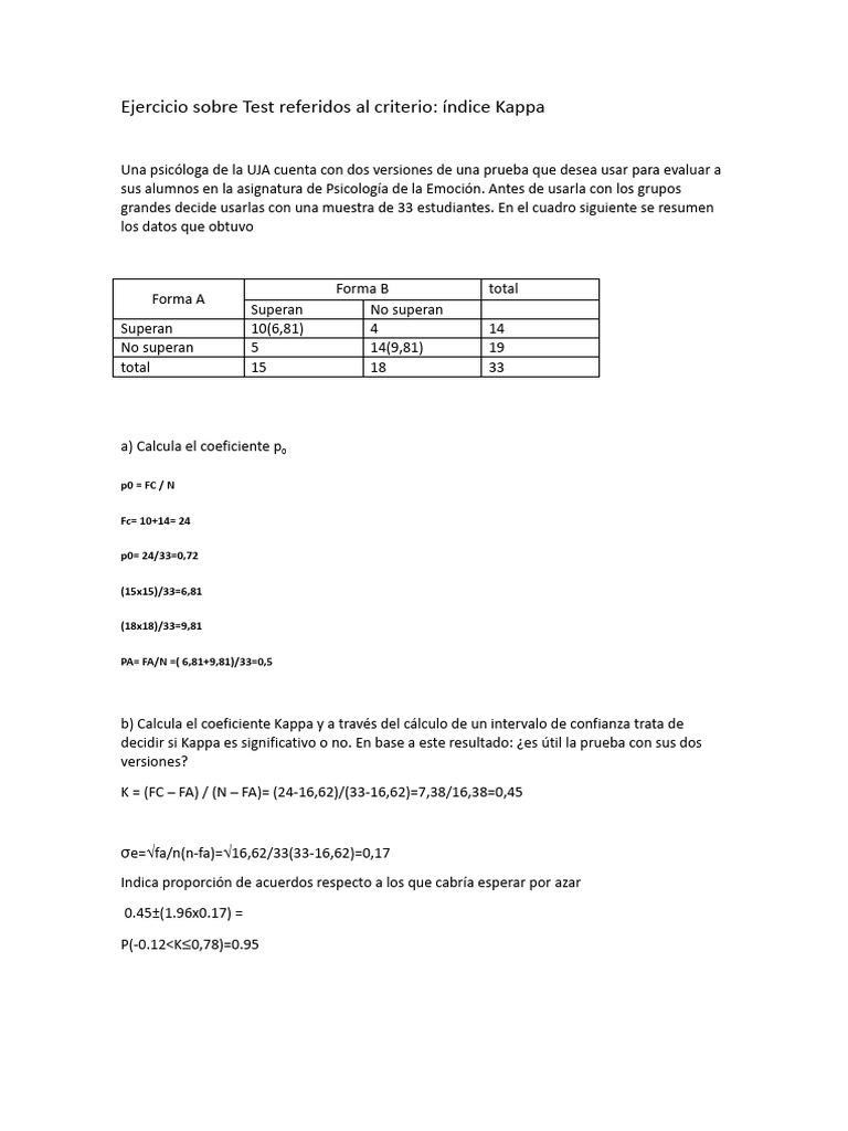 Ejercicio Sobre Índice Kappa | PDF