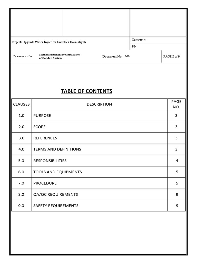 Method Statement For Conduit Installation Rev. 00 | PDF | Building ...