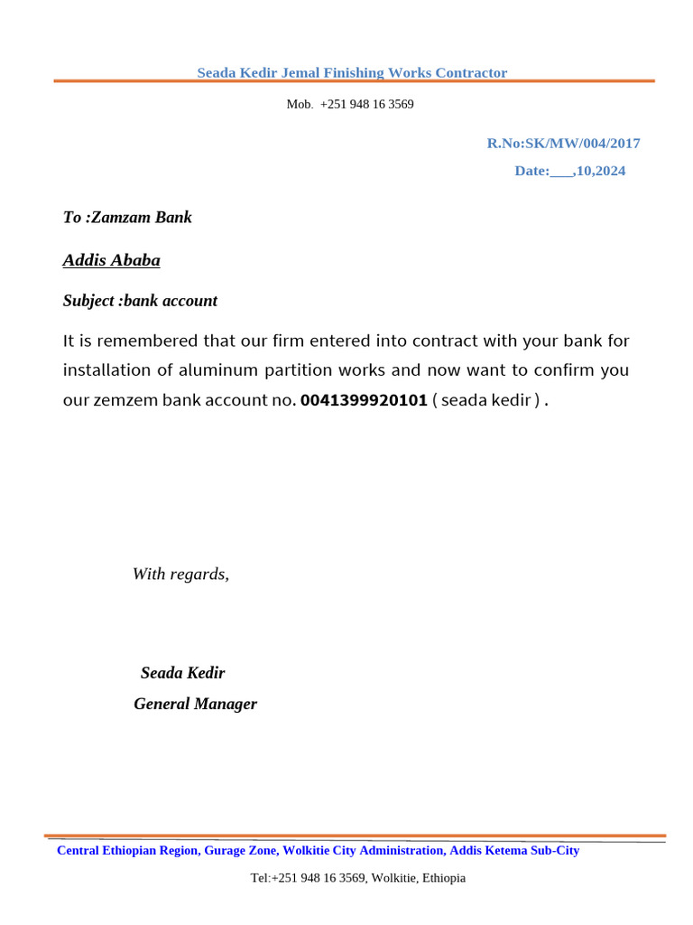 Confirmation of Bank Account Details | PDF