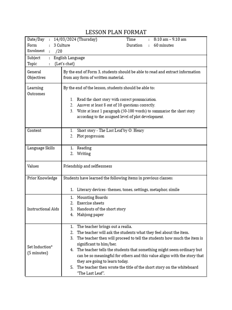 Mini Teaching Literature LP Rework | PDF | Reading Comprehension | Teachers