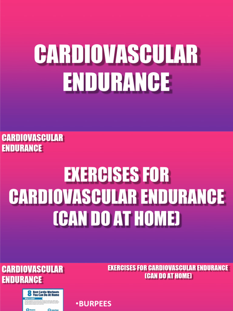 Home Cardiovascular Endurance Exercises | PDF | Foot | Physical Exercise
