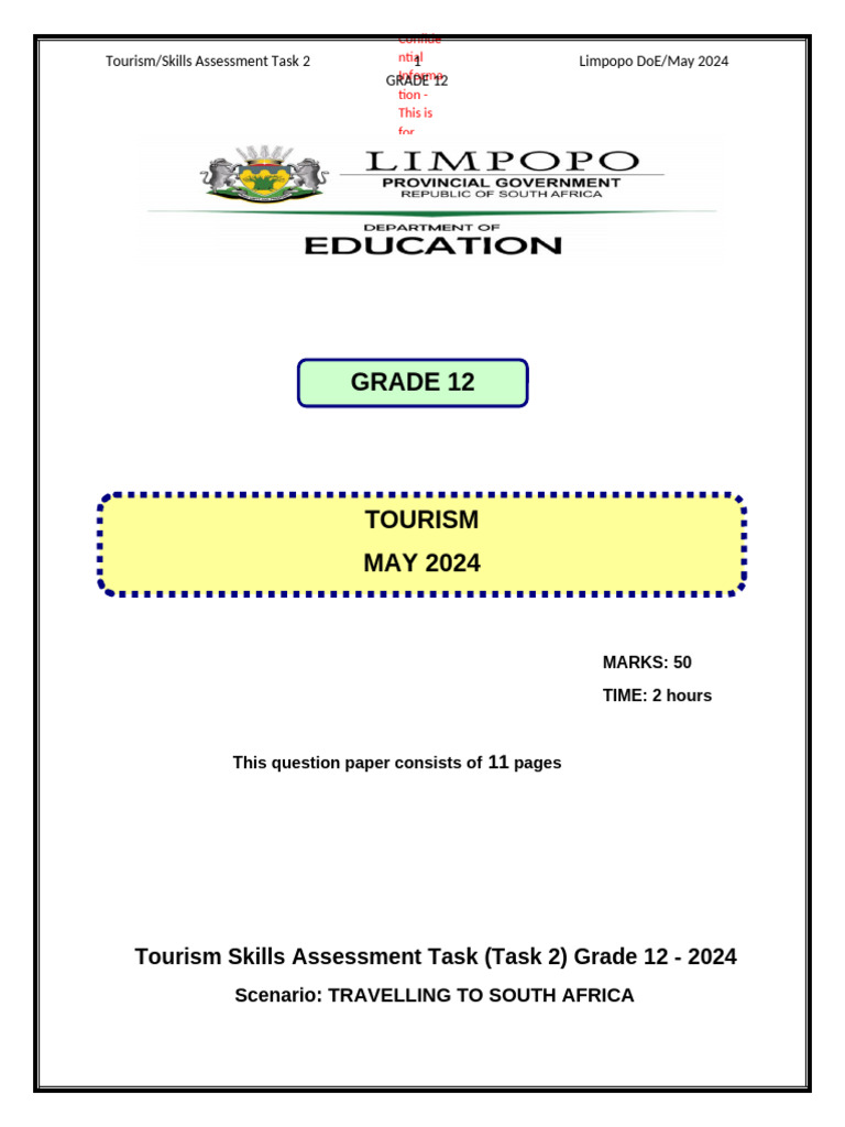 Grade 12 Tourism Skills Assessment 2024 | PDF | Tourism | Travel Visa