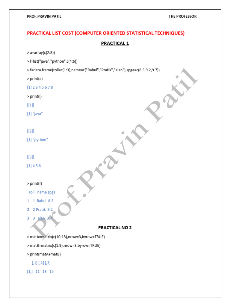 Practical List Cost | PDF