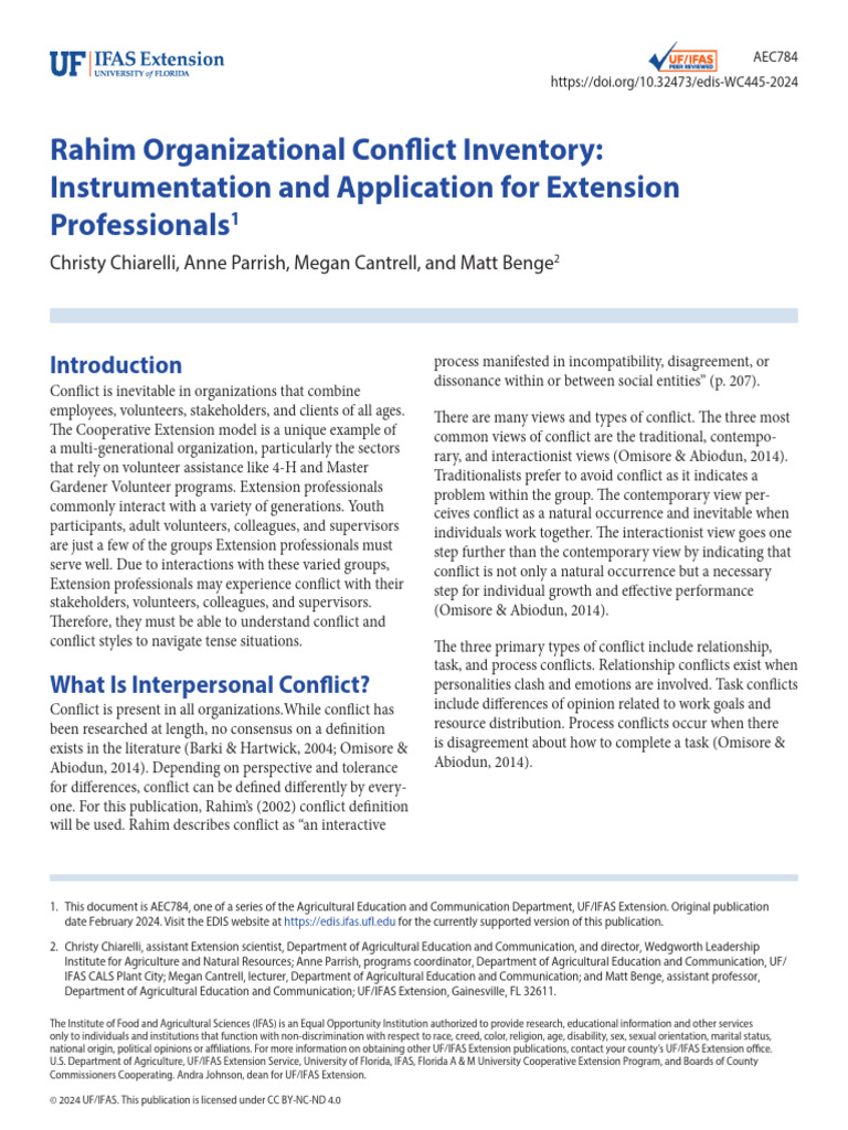 Rahim_Organizational_Conflict_Inventory_Instrument (1) | PDF | Social ...