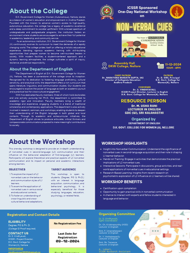 Non Verbal Cues Workshop Brochure Final | PDF | Nonverbal Communication ...