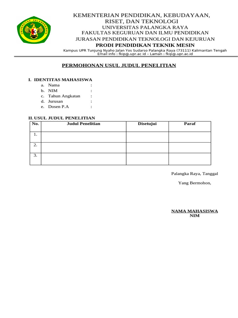 Format Pengajuan Judul | PDF