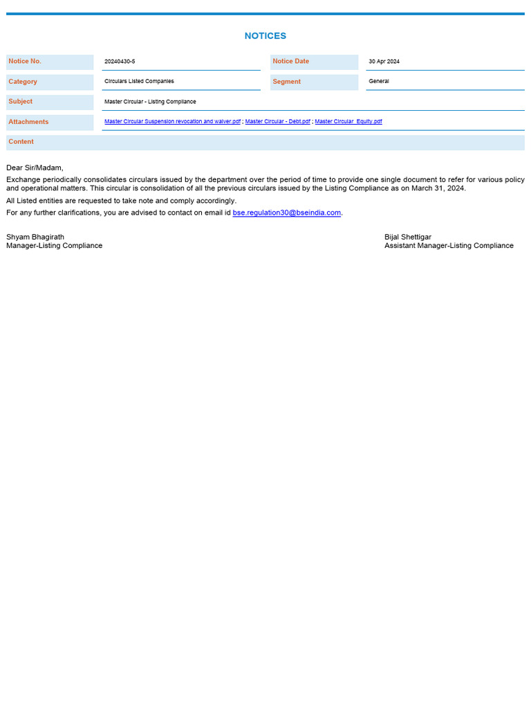 Master Circular on Listing Compliance | PDF | Regulatory Compliance ...
