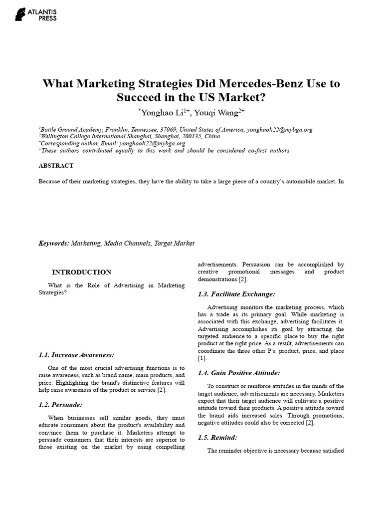What Marketing Strategies Did Mercedes-Benz Use To | PDF | Target ...