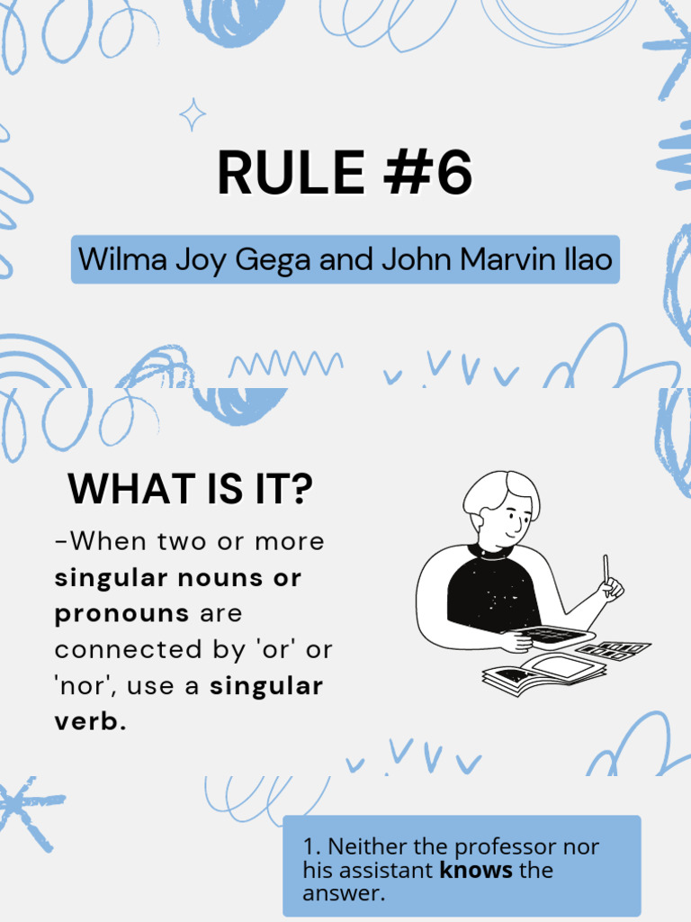 Singular Verb Agreement with Or/Nor | PDF