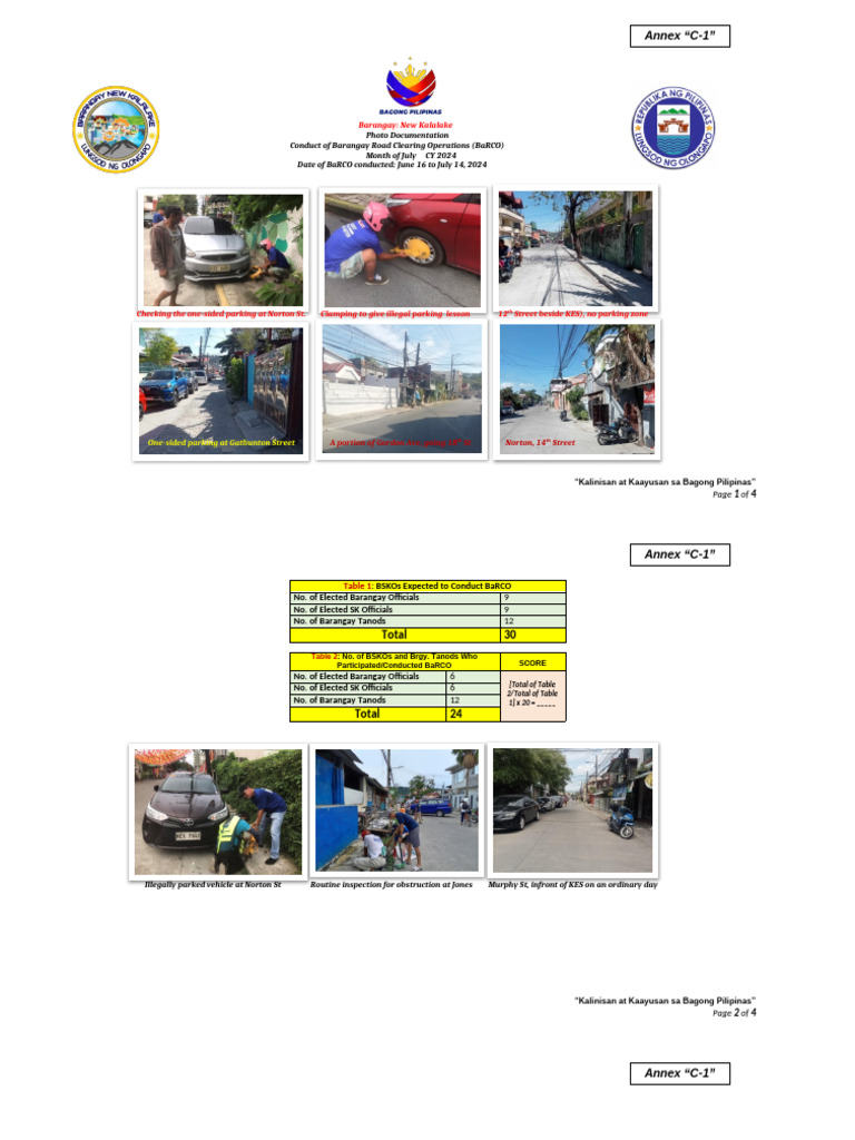 Annex C 1 - Photo Documentation - New Kalalake BaRCO Monthly Monitoring Report With BSKO Cert | PDF