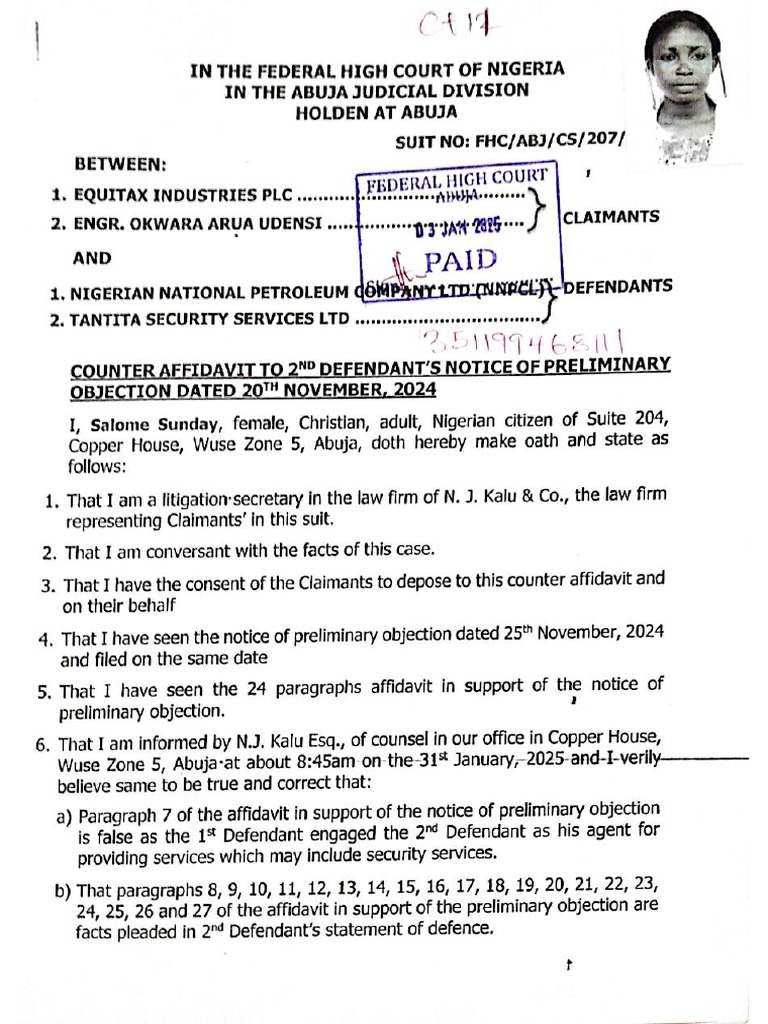 Claimant counter aff to 2nd PO | PDF