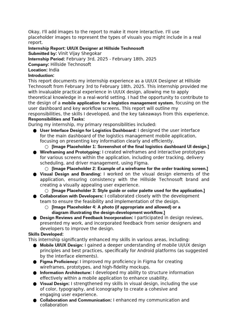 UI/UX Internship Report at Hillside Technosoft | PDF | User Interface ...