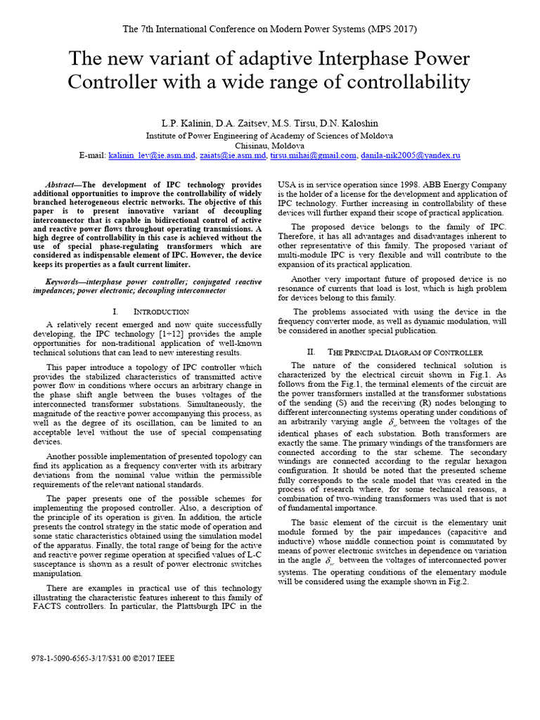 The New Variant of Adaptive Interphase Power Controller With A Wide ...