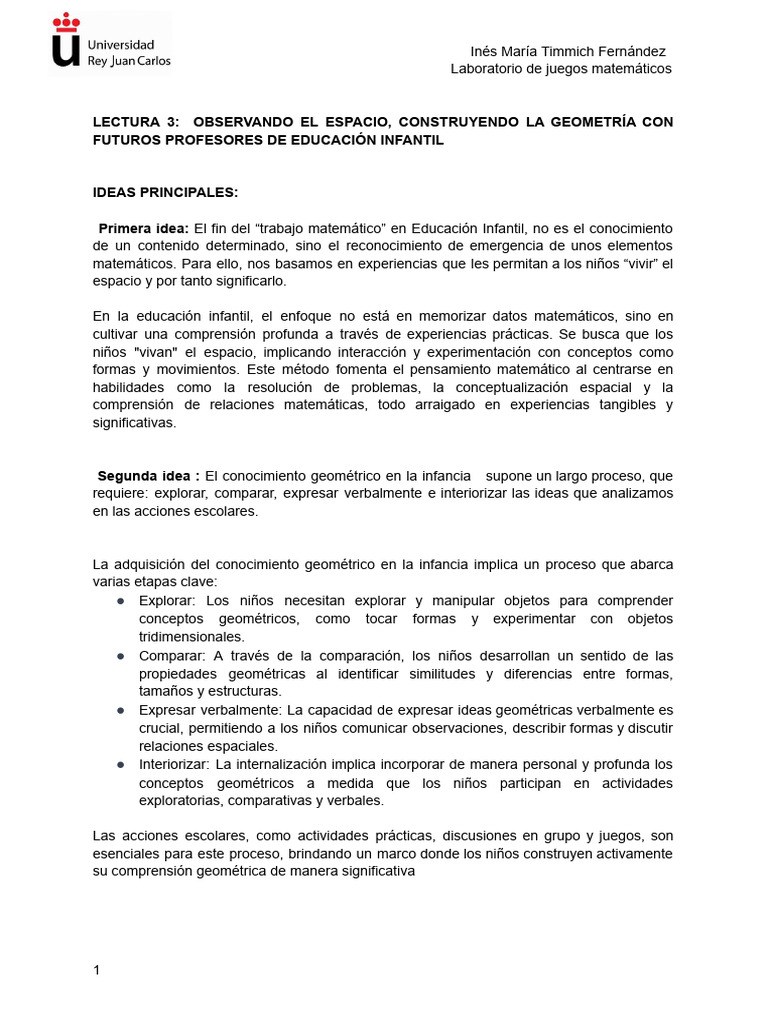 Observando El Espacio, Construyendo La Geometría Con Futuros Profesores ...