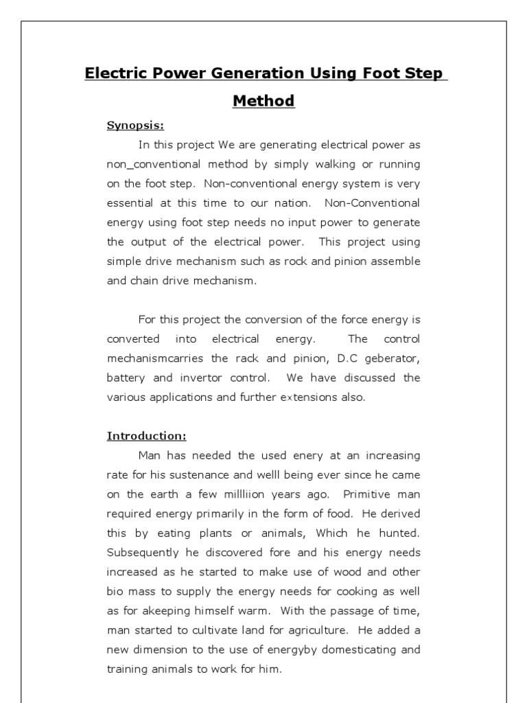 Footstep Power Generation System | PDF | Electric Power | Electric ...