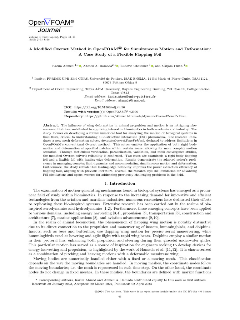 2024 - Ahmed Et Al. A Modified Overset Method in OpenFoam (R) For Simultaneous Motion and ...