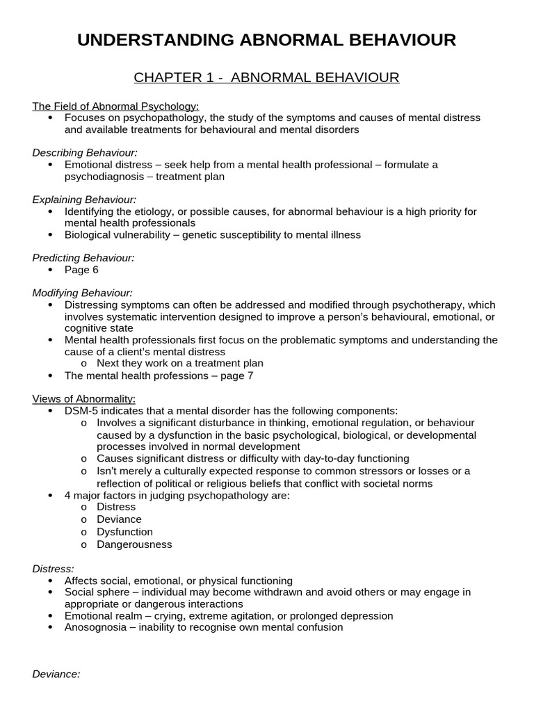 Understanding Abnormal Behavior | PDF | Mental Disorder | Psychopathology
