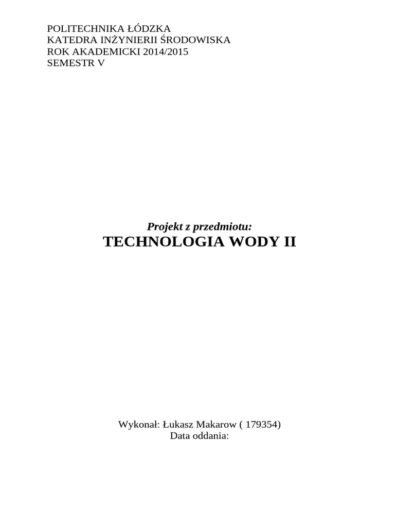 Technologia Wody | PDF