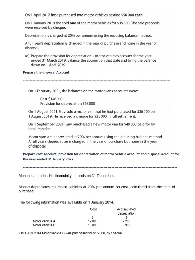 Depreciation Extra Exercises | PDF