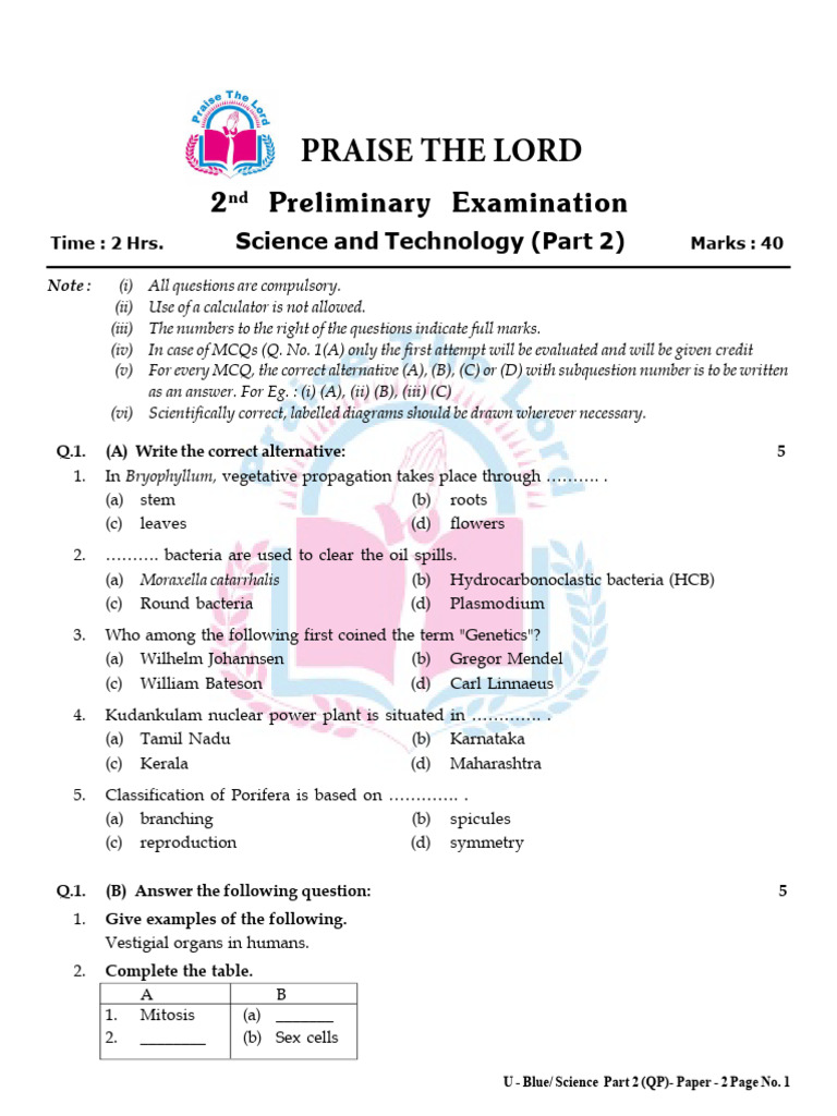 Science Exam Paper: Biology & Technology | PDF | Biology