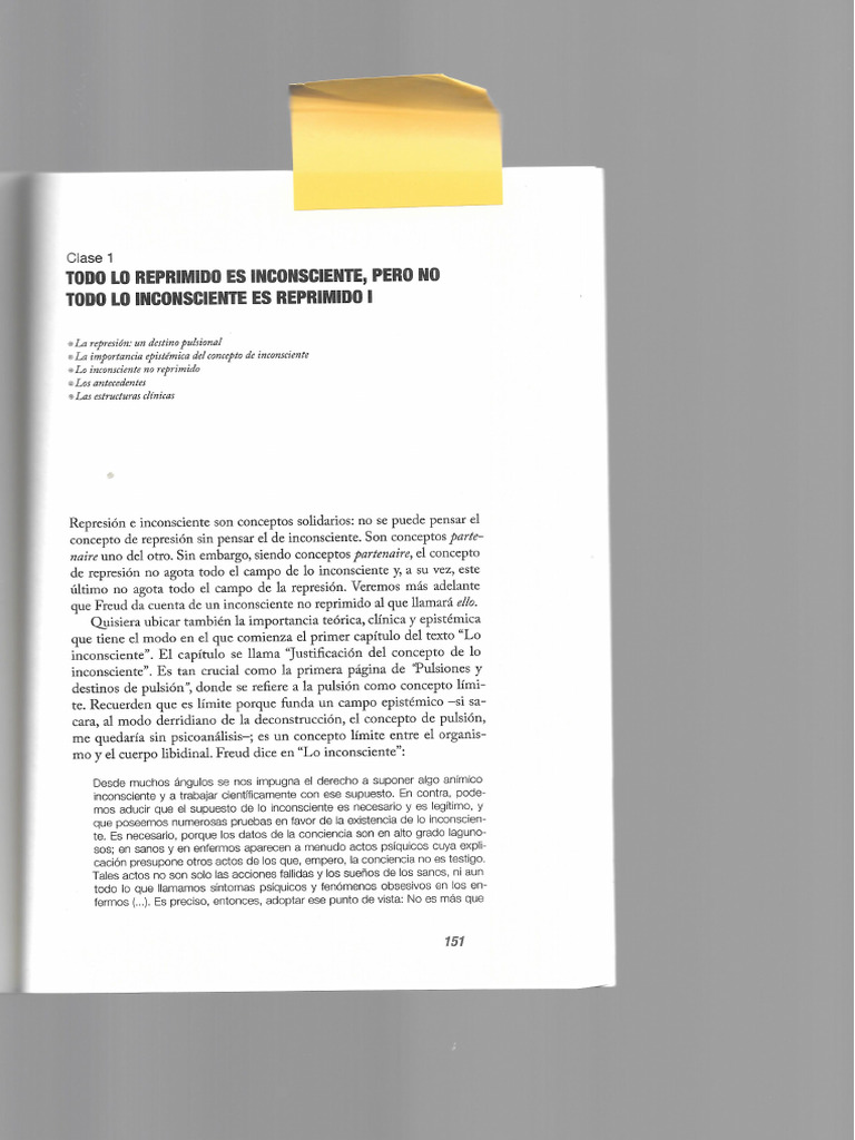 Lecturas Freudiana 1 - Clase 1 - Todo Lo Reprimido Es Inconsciente ...