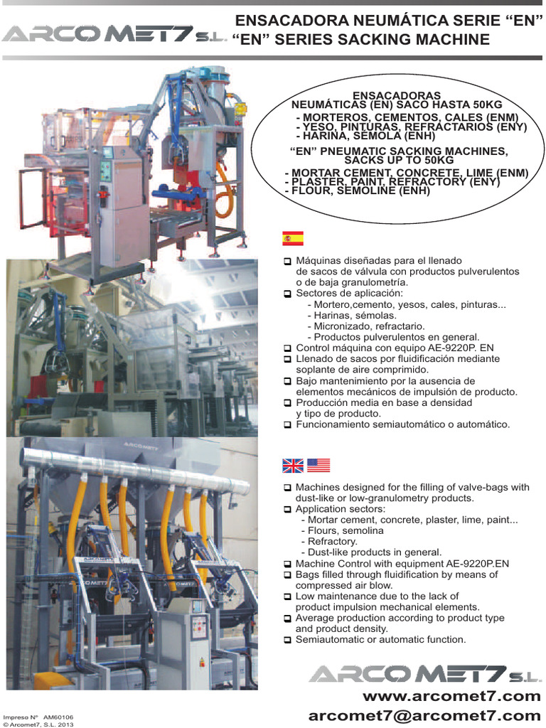 Bag Machines Sales Brochure ARCOMET7 | PDF | Ingeniería mecánica