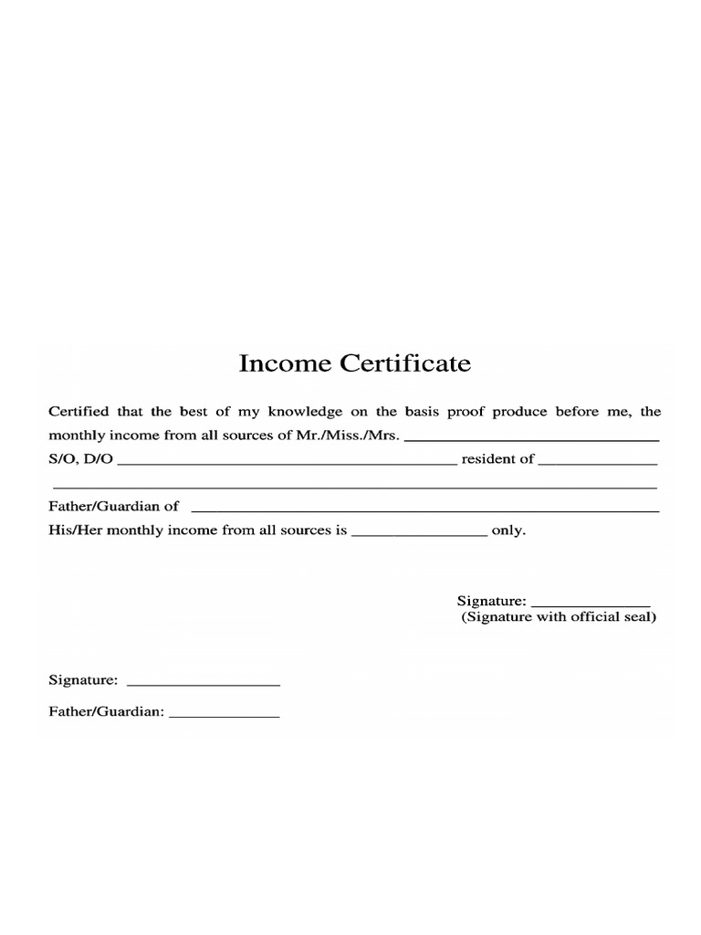Income Certificate | PDF