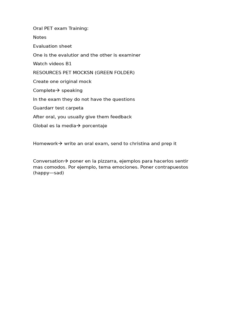 Oral PET Exam Training | PDF