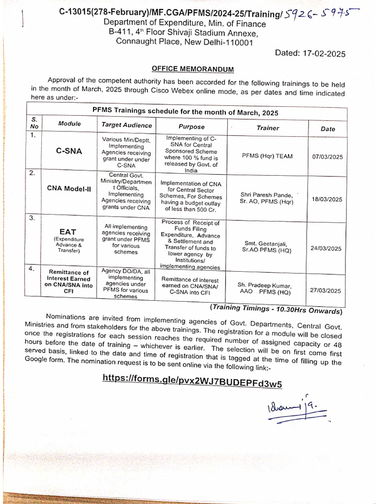 Training Schedule For The Month of March 2025 | PDF