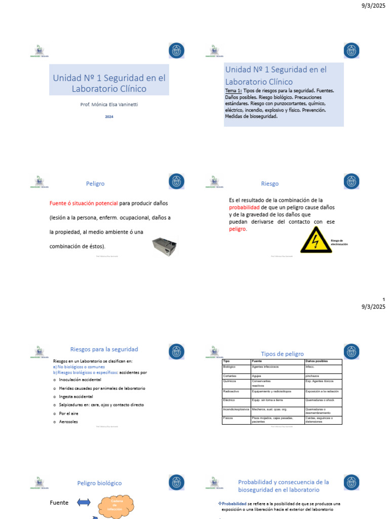 Unidad #1 Seguridad en El Laboratorio-2025 | PDF | Laboratorios | Infección