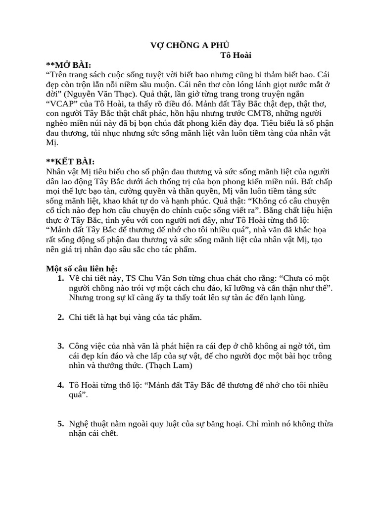 V CH NG A PH Tô Hoài M BÀI | PDF