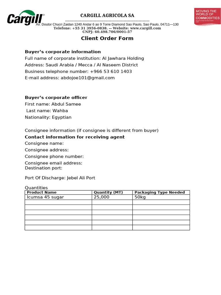 1.client Order Form | PDF