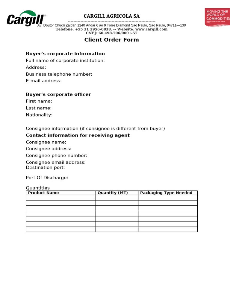 1.client Order Form | PDF