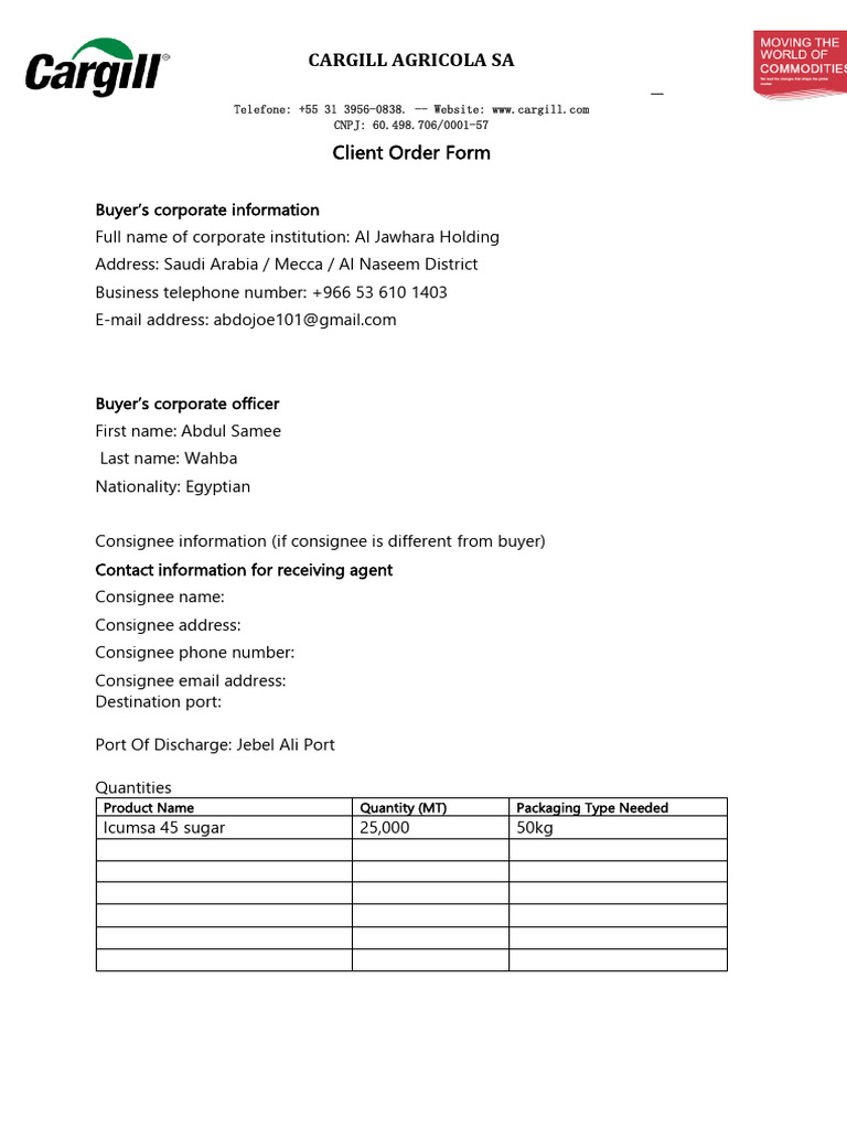 1.Client Order Form | PDF
