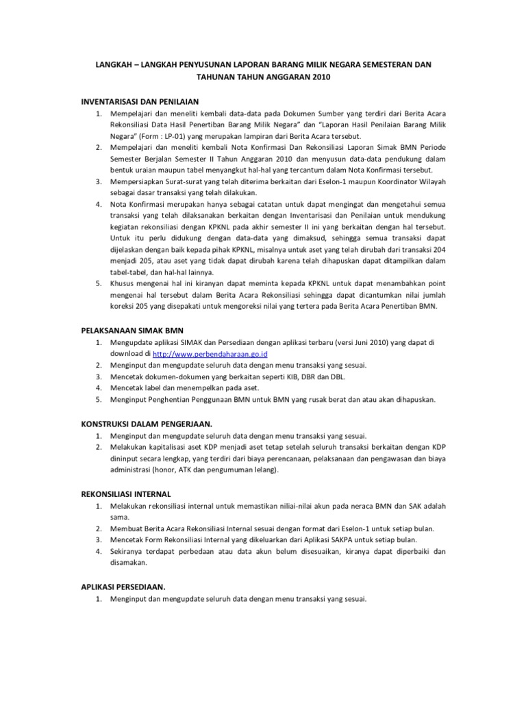 Langkah Penyusunan Laporan Simak BMN | PDF | Pengelolaan Keuangan & Uang