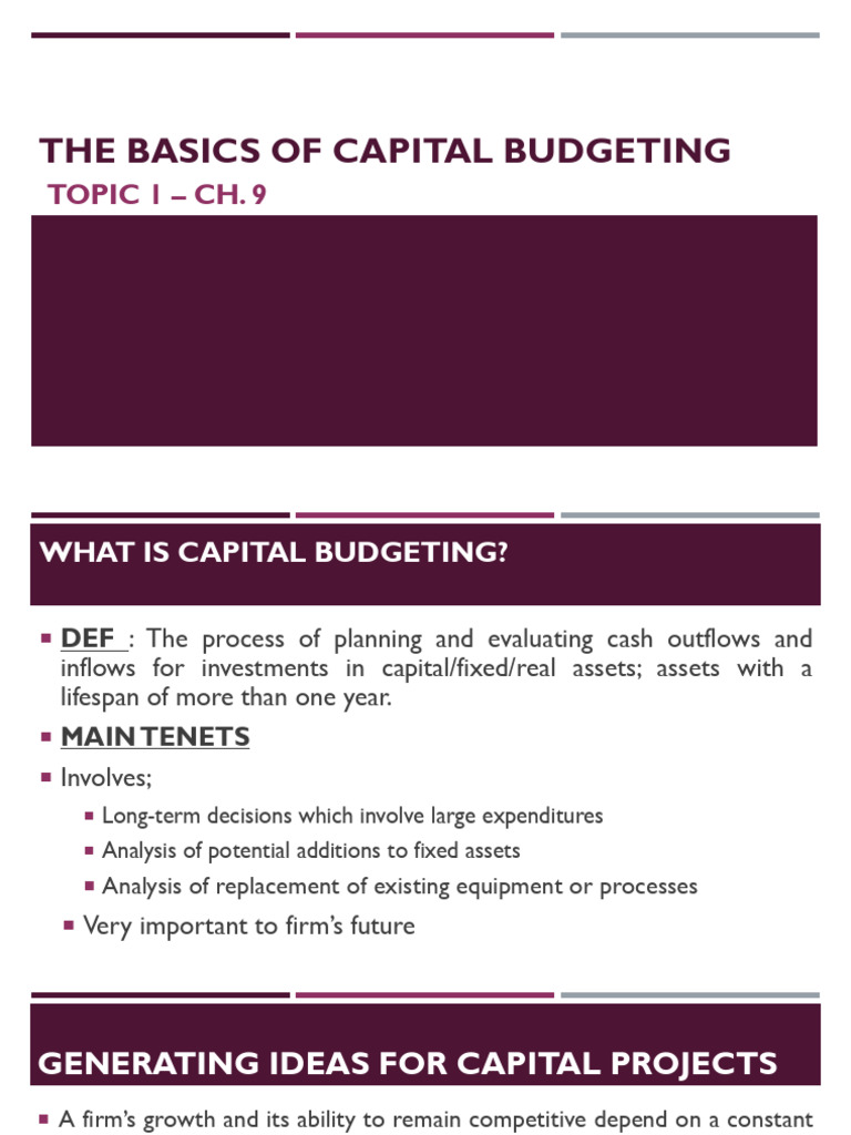 Basics of Capital Budgeting - Fin300 Revamped - Student Version | PDF ...