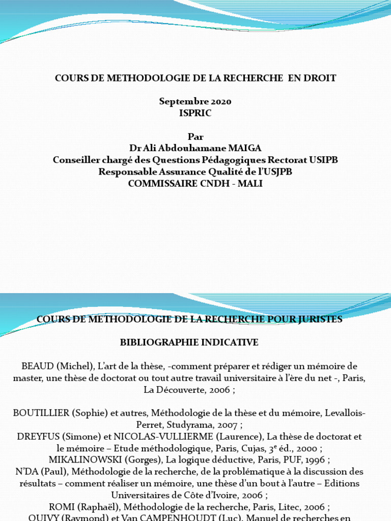 Méthodologie de la recherche en droit | PDF | Doctorat | Théorie