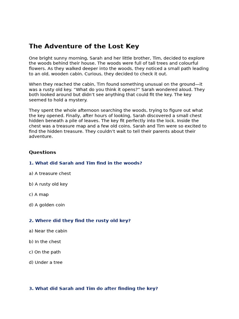 The Adventure of The Lost Key | PDF