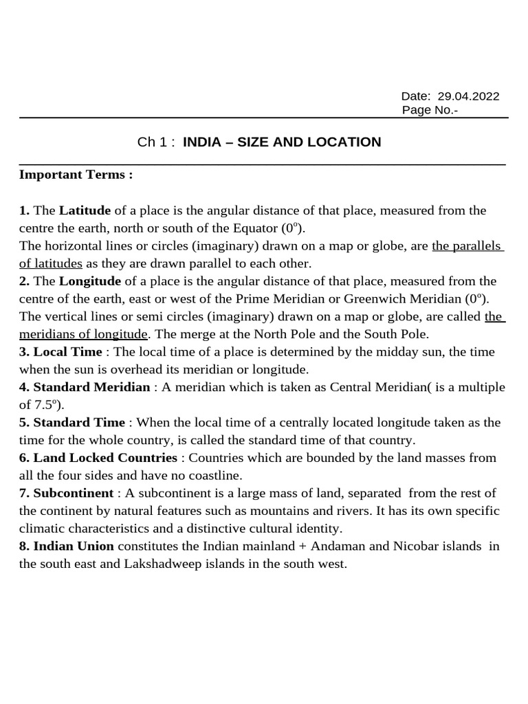 India: Geography, Size, and Location | PDF | Longitude | Earth Sciences