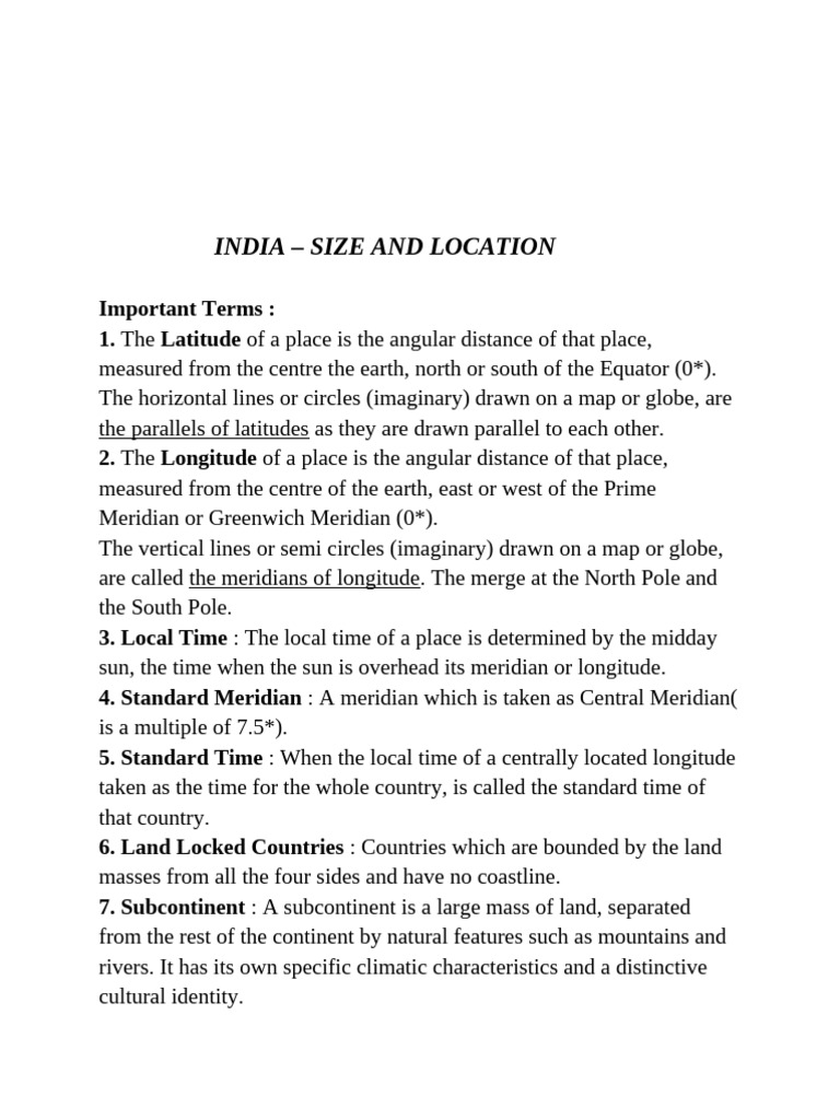 India's Latitude and Location Details | PDF | Longitude | Geophysics