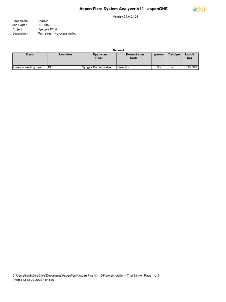 Flare Simulation - Trial-1 | PDF | Pipe (Fluid Conveyance) | Valve