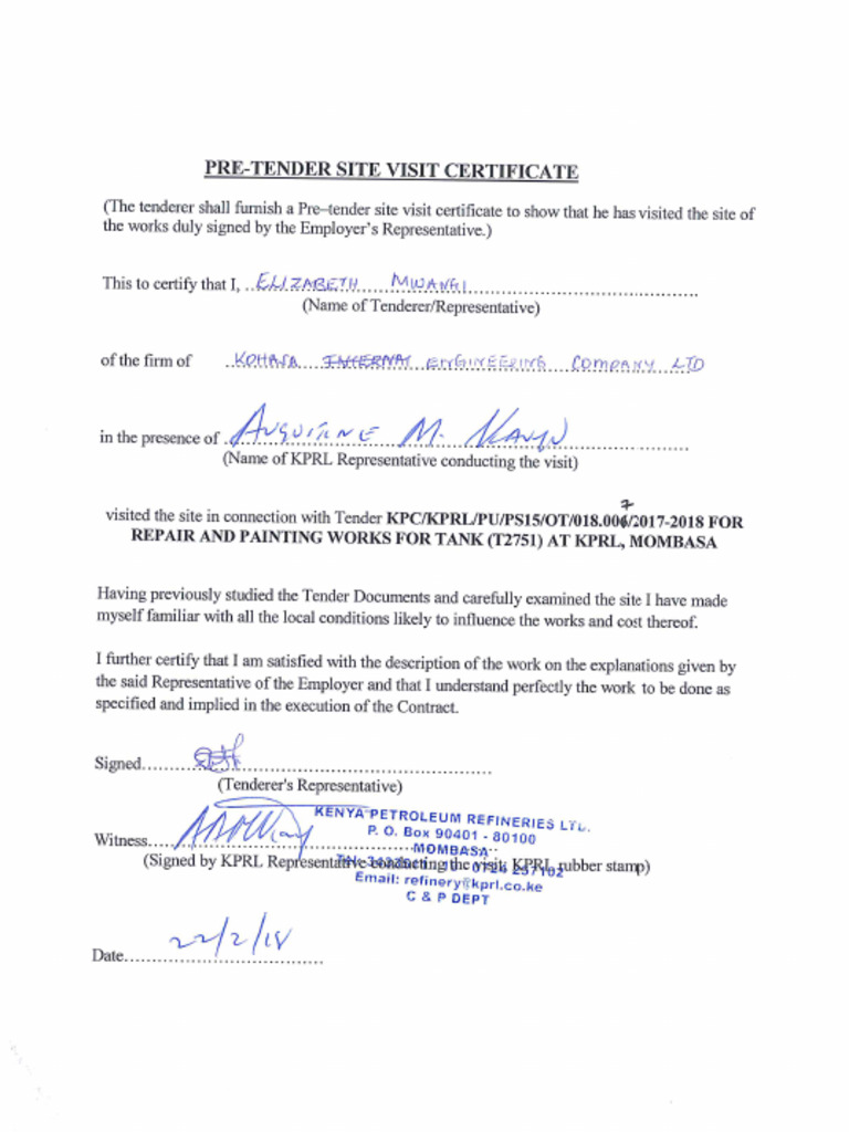 Site Visit Certificates - 2751 | PDF