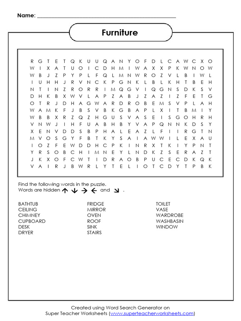 Super Teacher Worksheets Furniture | PDF