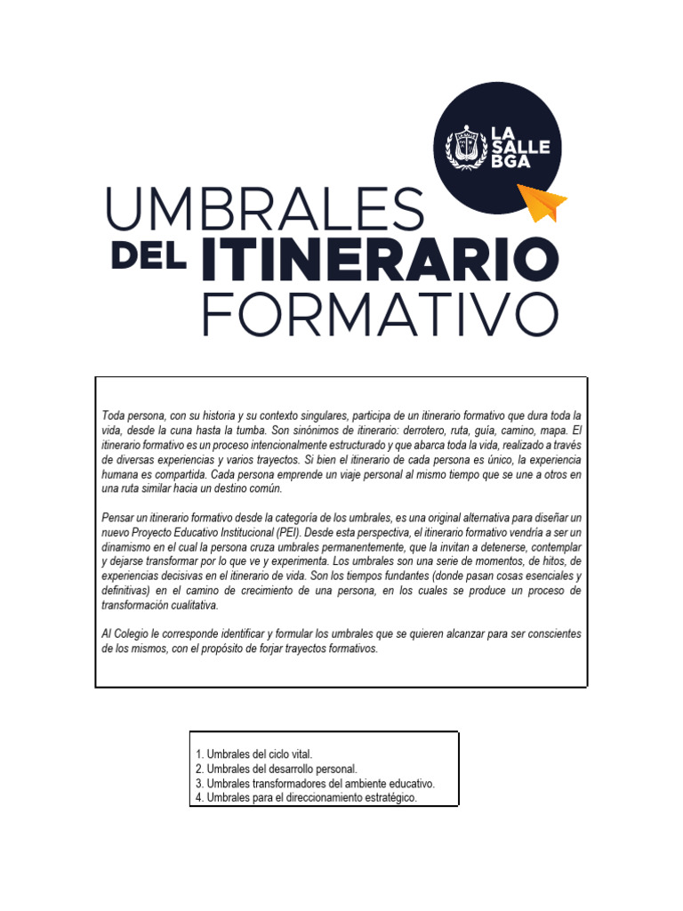 Umbrales Del Itinerario Formativo Versión 5.0 1 | PDF | Aprendizaje ...