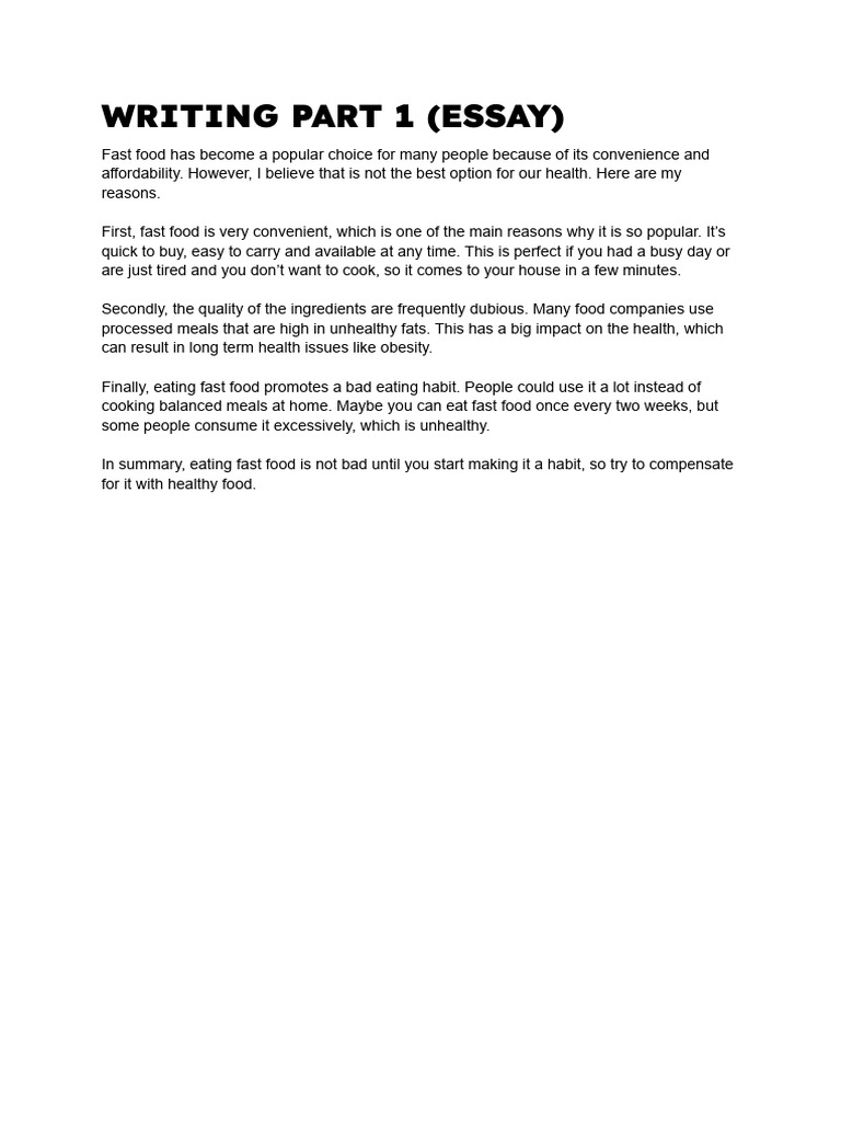 WRITING PART 1 (ESSAY) | PDF