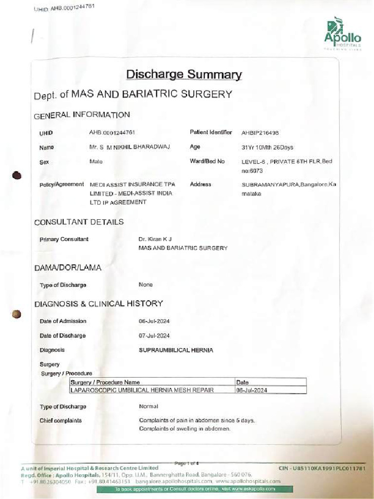 Discharge Summary-Compressed | PDF