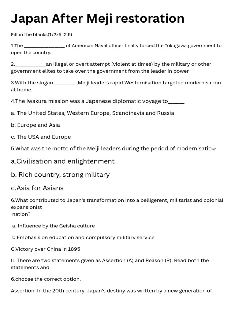 Japan's Meiji Restoration Overview | PDF | International Relations ...