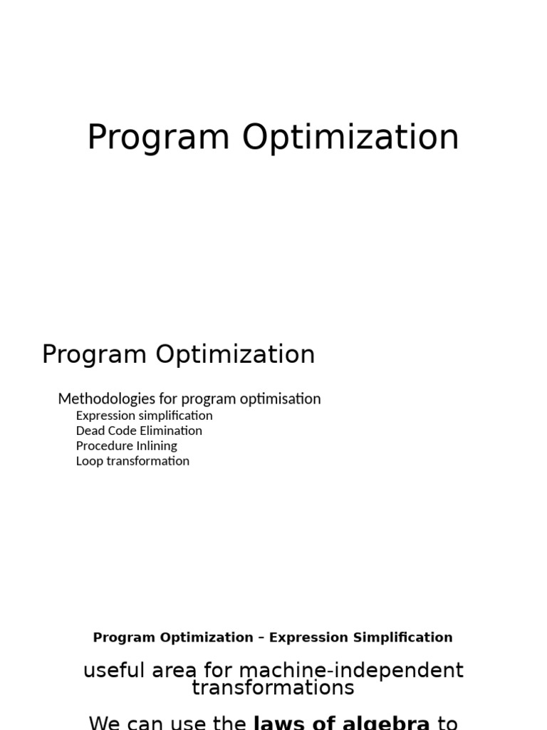 19 Code Optimization 17-02-2025 | PDF | Program Optimization | Software Development