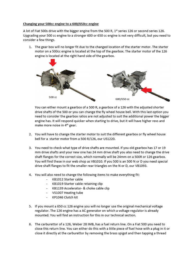 Upgrading Fiat 500 to 650cc Engine | PDF | Engines | Mechanical Engineering