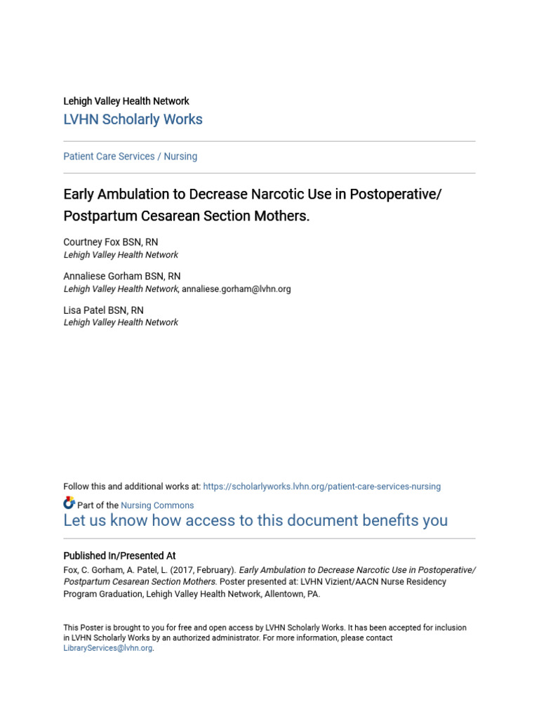 Early Ambulation To Decrease Narcotic Use in Postoperative - Postpa ...
